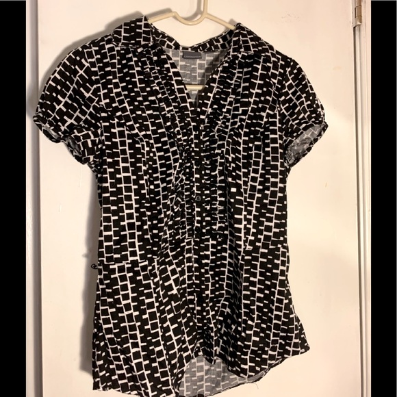 Covington | Tops | Covington Blackwhite Square Short Sleeve Blouse M ...